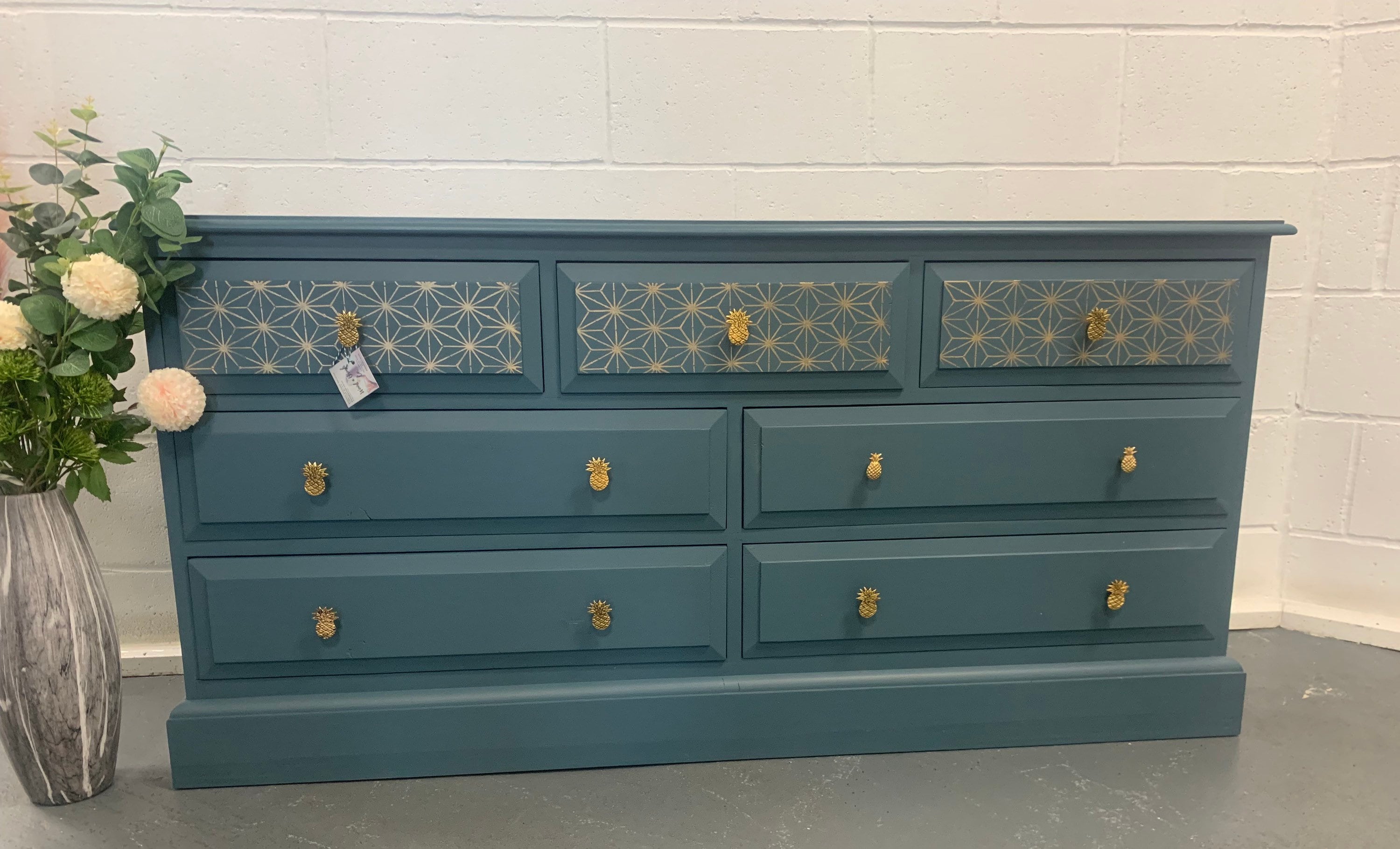 Large Aztec Tribal Chest of Drawers Painted Bespoke Stencilled Upcycled ...