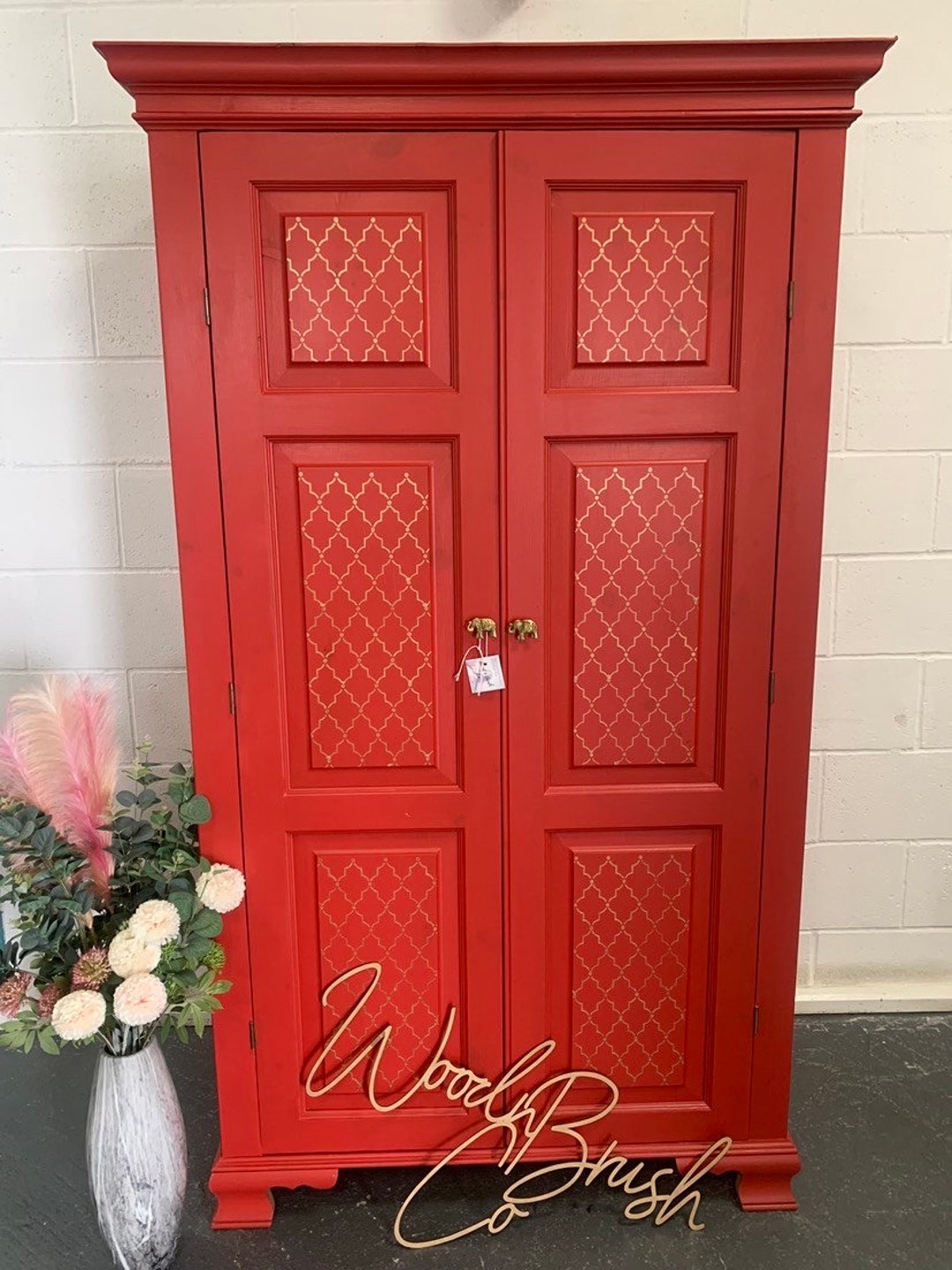 Stunning Red Wardrobe With Gold Moroccan Pattern - Etsy UK