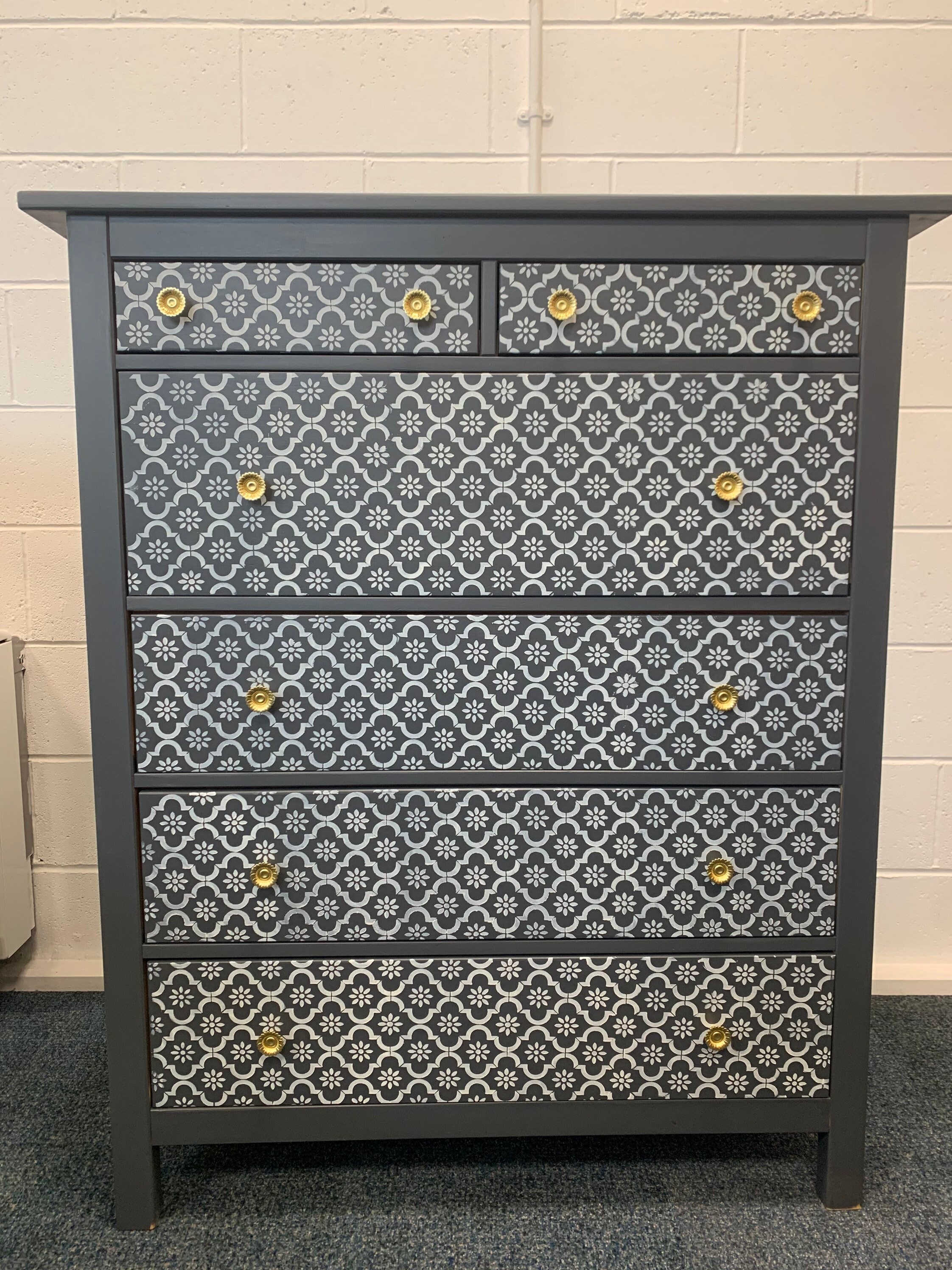 Large Chest of Drawers Painted Bespoke Stencilled | Etsy