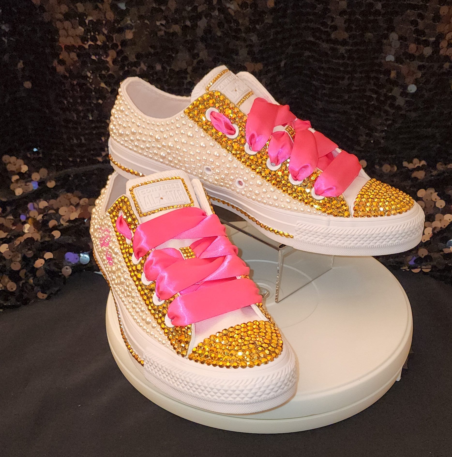 Custom Bling Gold and Ivory Pearl Converse - Etsy