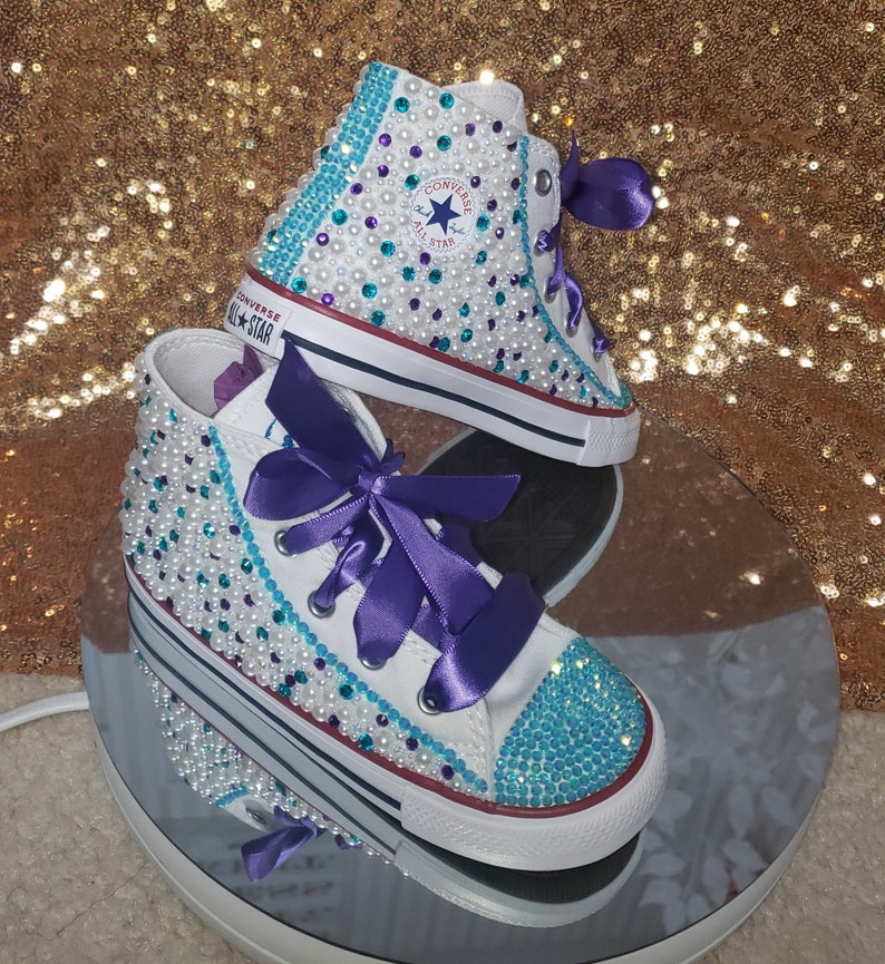 Custom Bling Turquoise and Purple Converse - Etsy