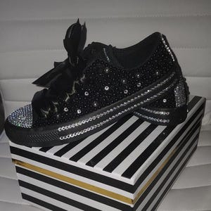 Custom Bling and Pearl Black Converse - Etsy