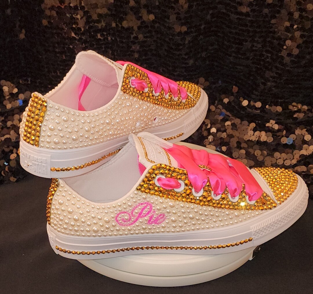 Custom Bling Gold and Ivory Pearl Converse - Etsy