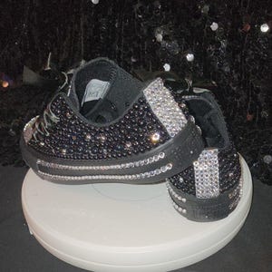 Custom Bling and Pearl Black Converse - Etsy