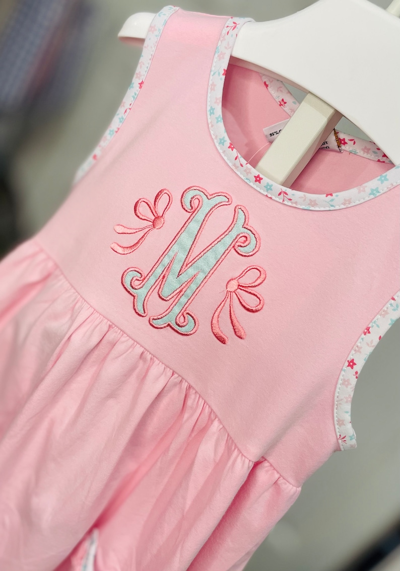 Girls Summer Floral Pocket Appliqued Dress, Pink Summer Dress ...