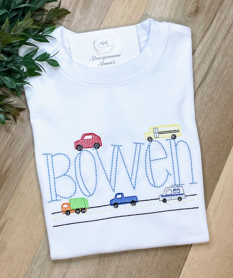 Transportation Monogram Boys Shirt, City Vehicle Personalized Shirt ...