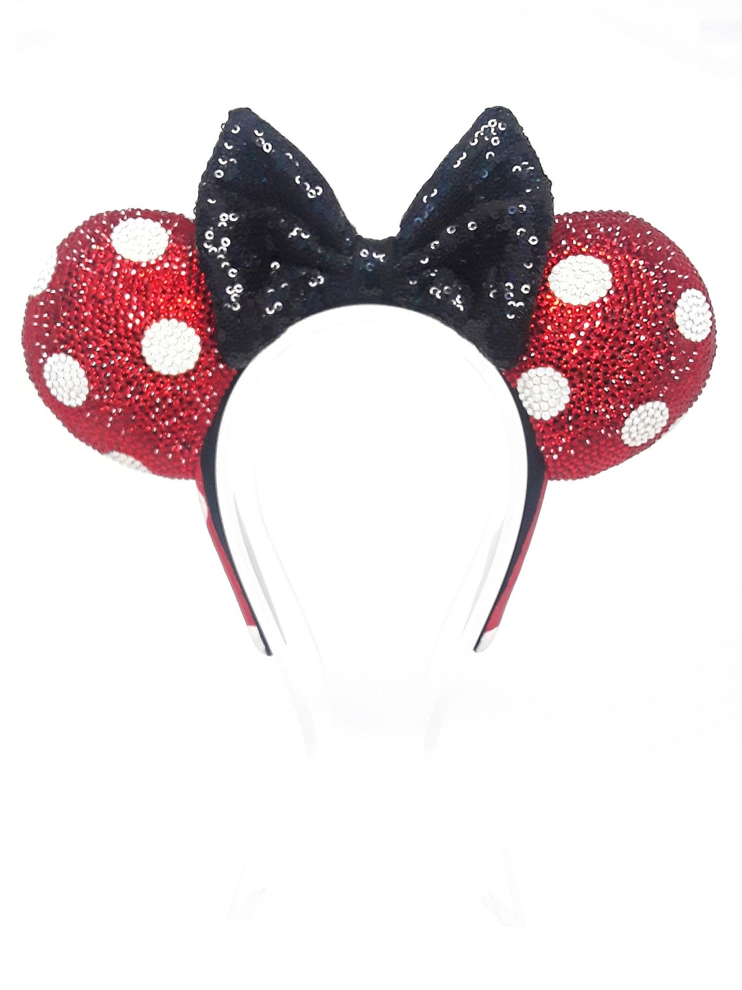 Austrian Crystal Minnie Mouse Ears, Polka Dot Red and White, Mickey ...