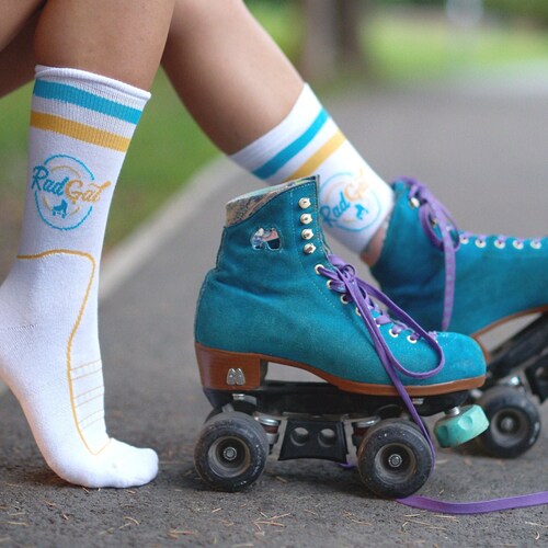 Roller Skate Socks Stripe Socks Athletic Socks Mid Calf - Etsy