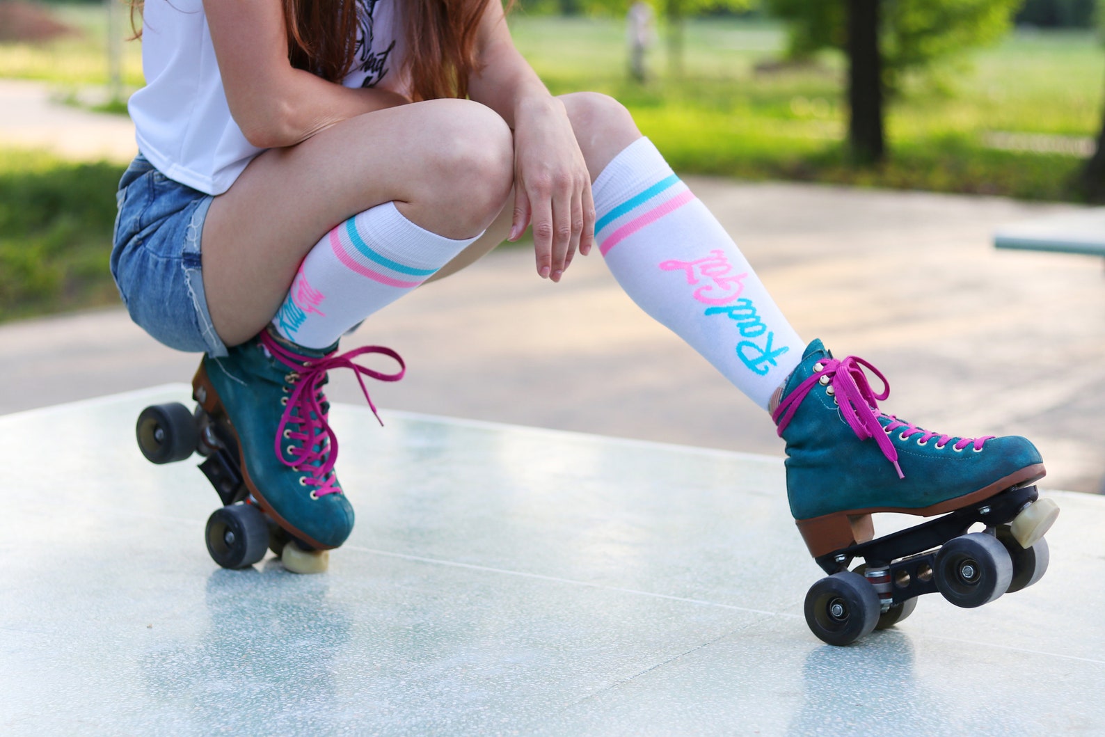 Knee High Socks Roller Skate Socks Yellow Stripe Socks - Etsy