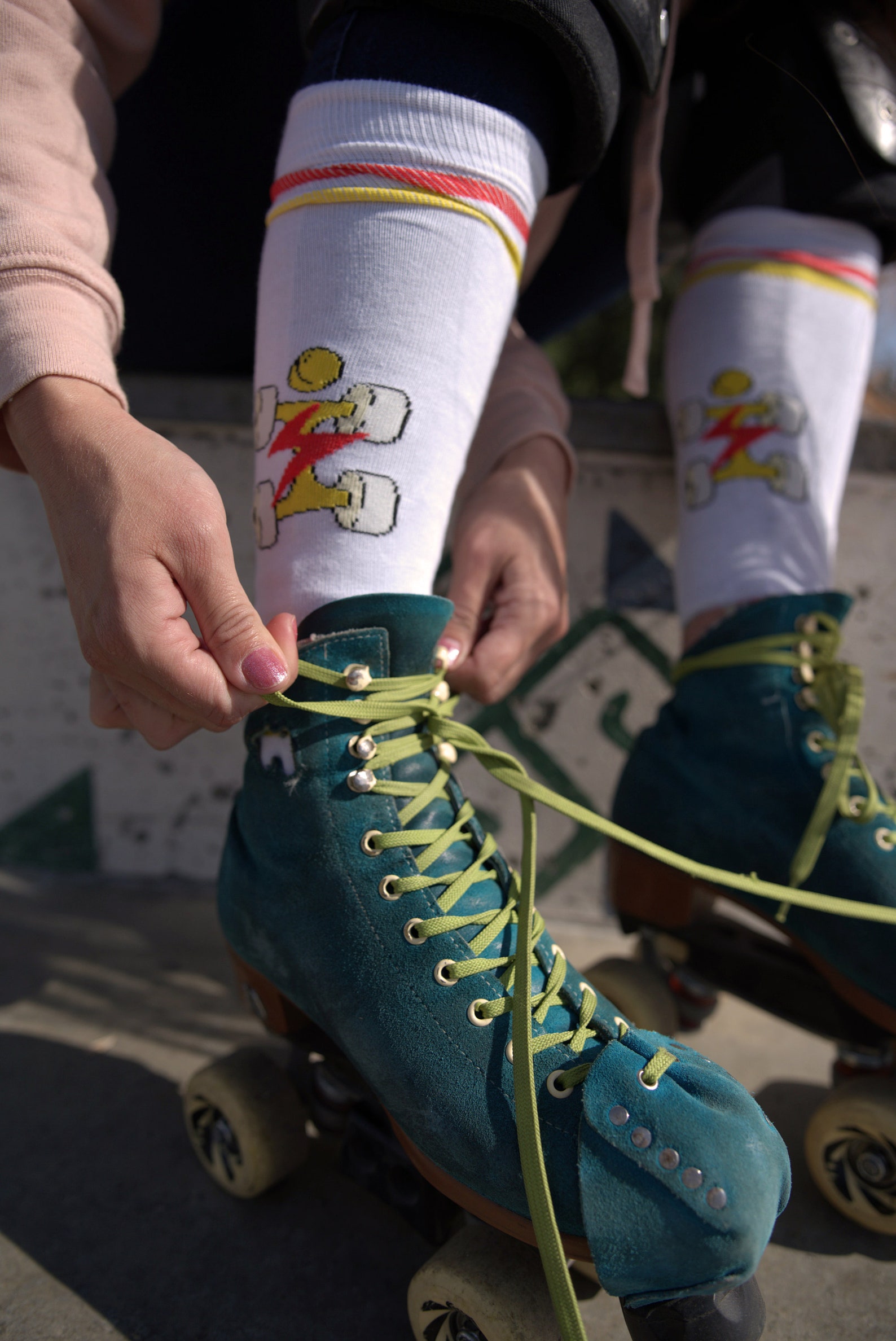 Roller Skate Socks, Quad Skate Socks, White Roller Skates Socks With ...