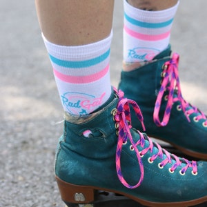 Roller Skate Socks, Pink Skater Socks, Striped Socks, Embroidered Socks ...