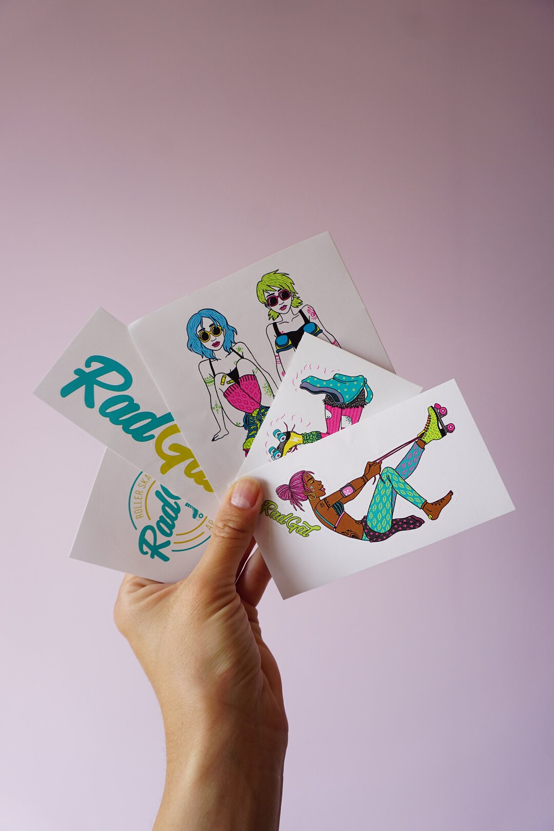 Roller Skate Stickers, Pack of 5, Vinyl Stickers, Radgal Skate Stickers ...