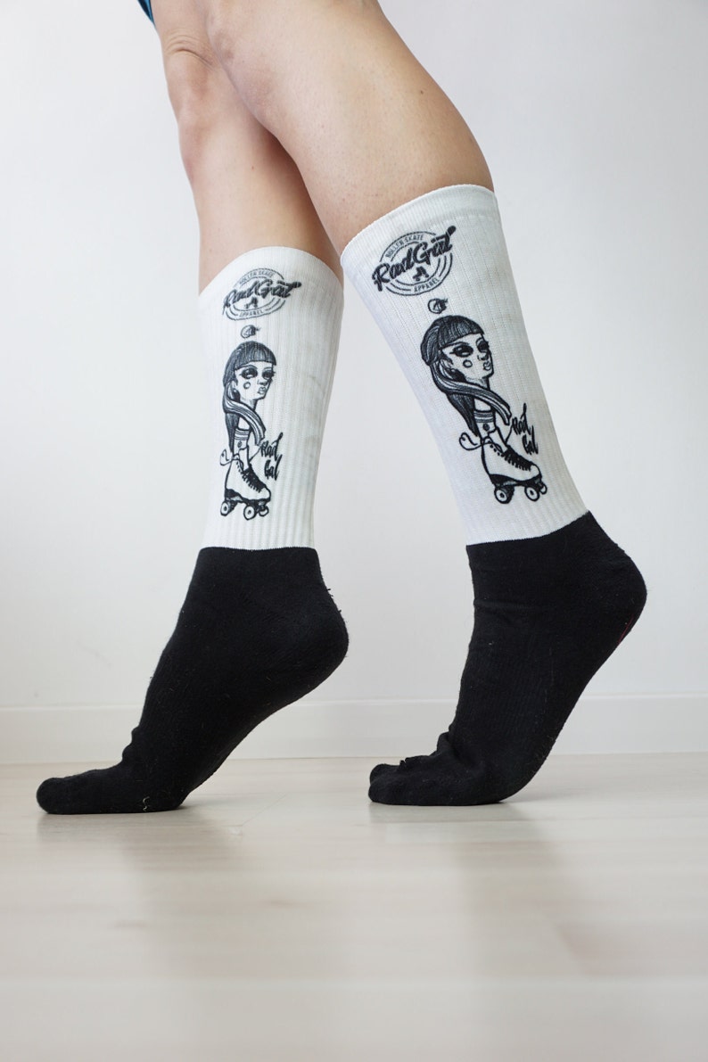 Skate Socks Black and White Socks Print Socks Roller Skate - Etsy