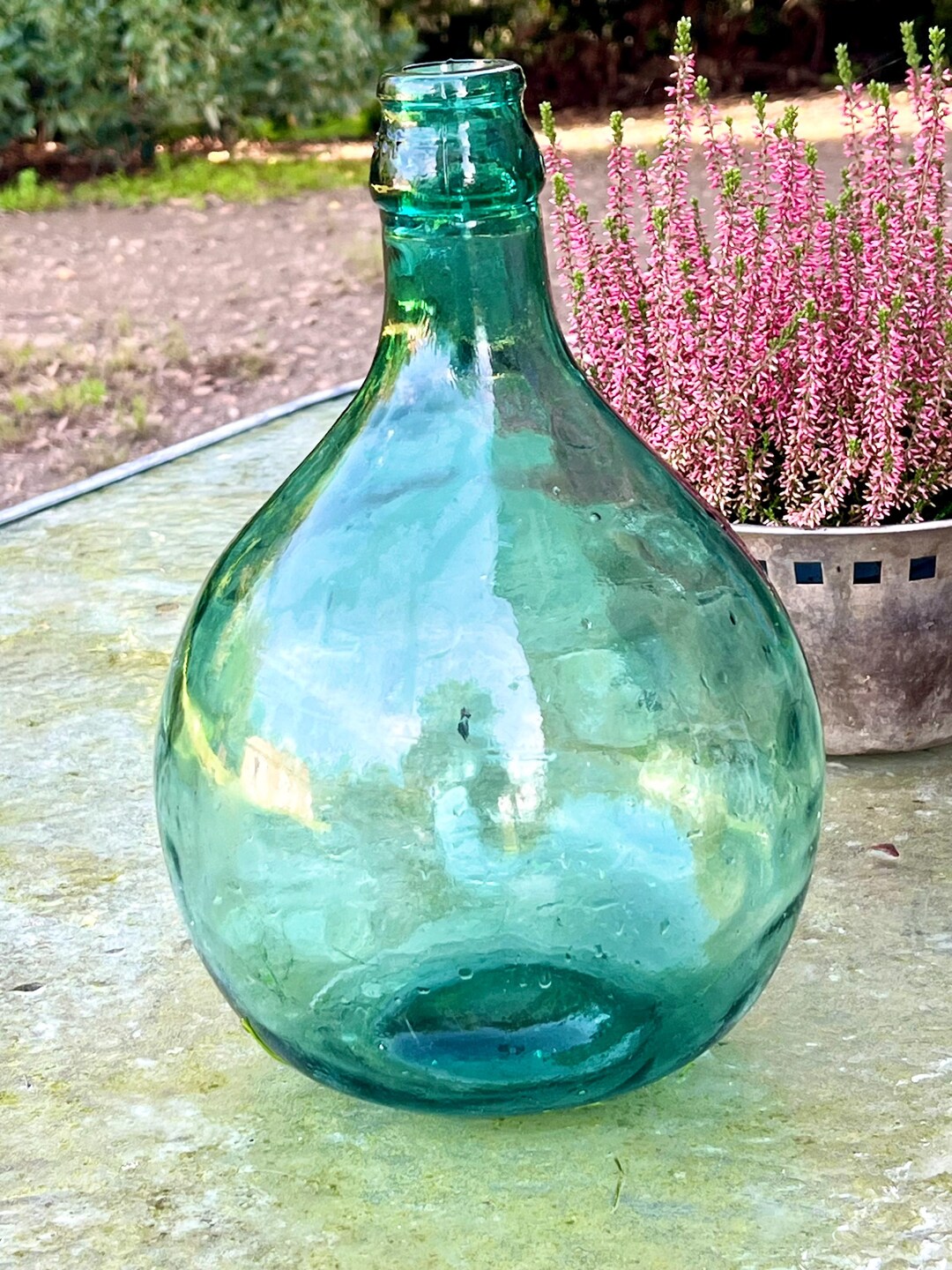 Demijohn Antique 5 Lt Italy 1950s Old Light Green Demijohn 5 Liters ...