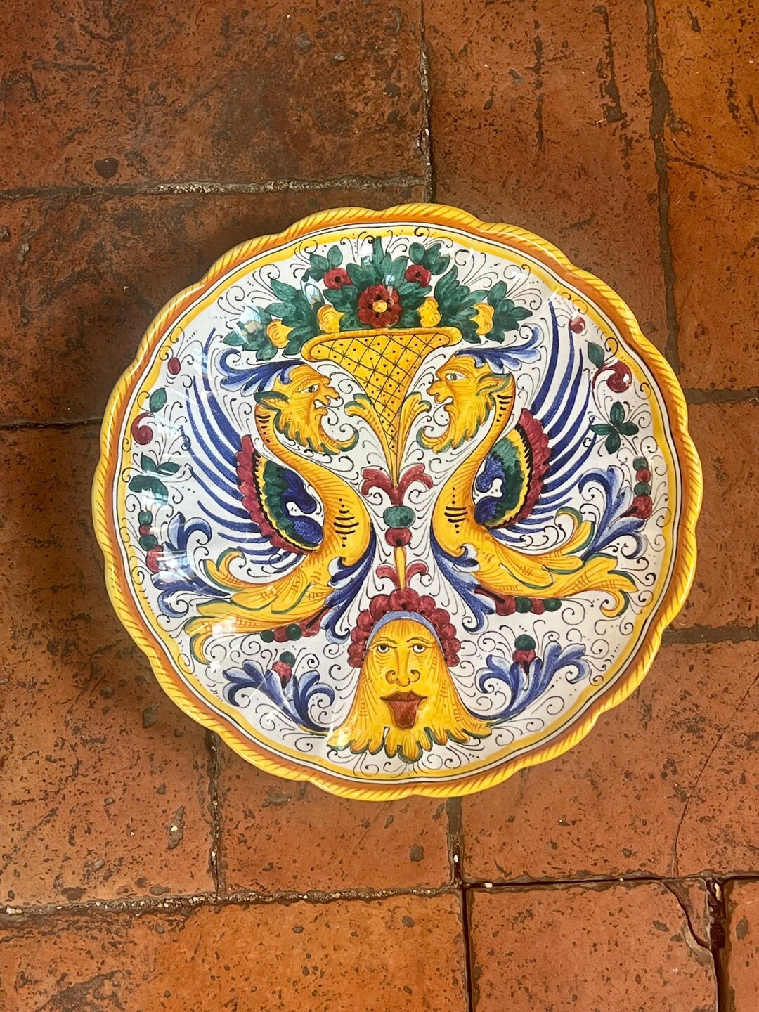 Deruta Extra Large Plate Vintage Dragons Plate Raffaellesco Pattern ...