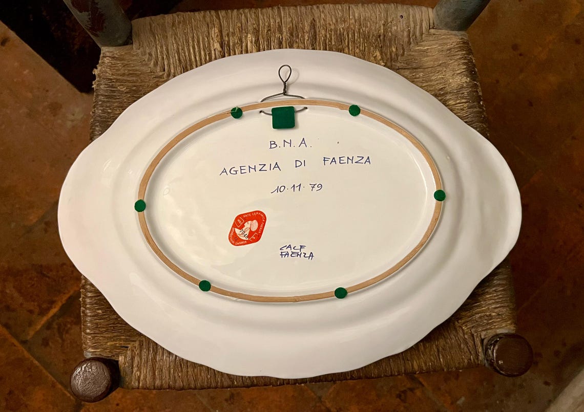 Faenza Extralarge Plate Tray Vintage Amazing Oval Plate Beautiful Large ...