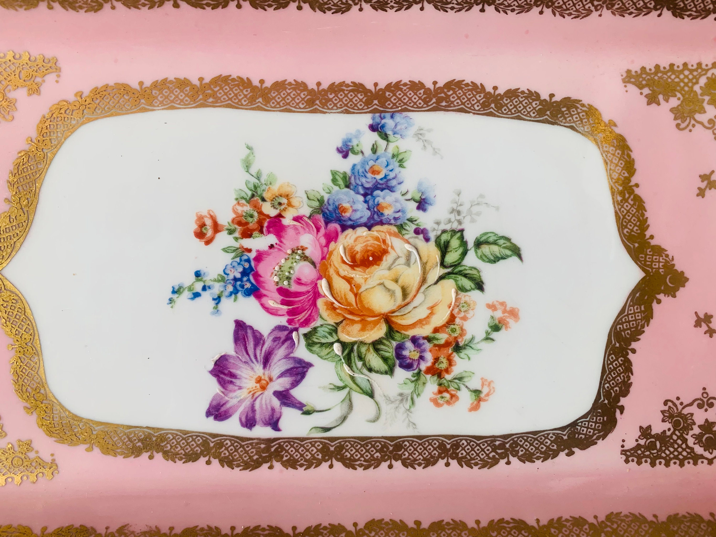 French Antique Porcelain Couleuvre Porcelaines D'art Astonishing Floral ...