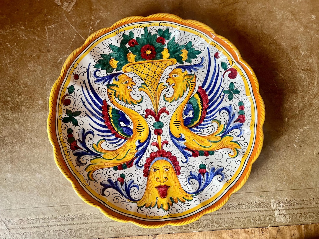 Deruta Extra Large Raffaellesco Plate Vintage Dragons Plate ...