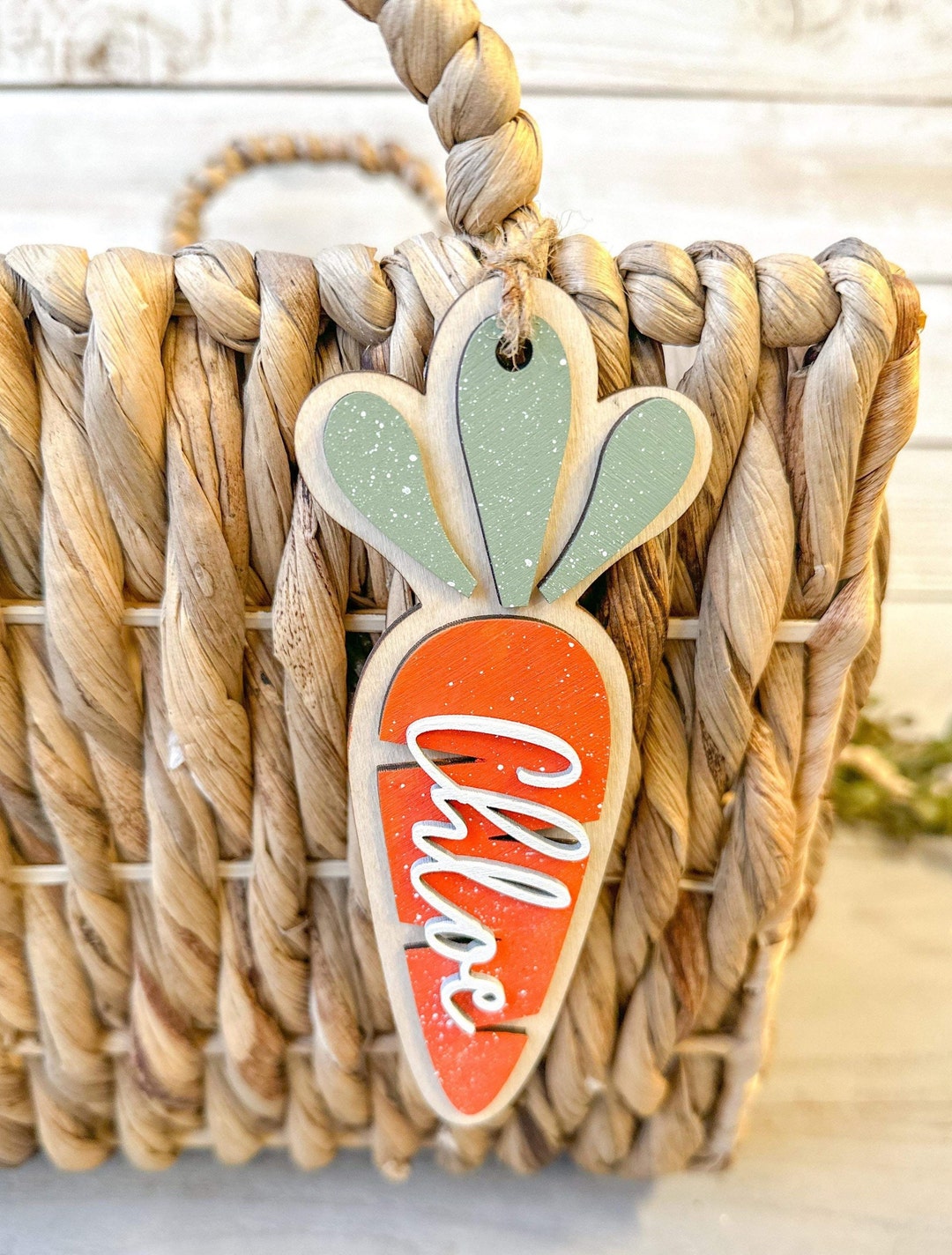 Personalized Carrot Easter Basket Tag, Layered Wooden Custom Name Tag ...