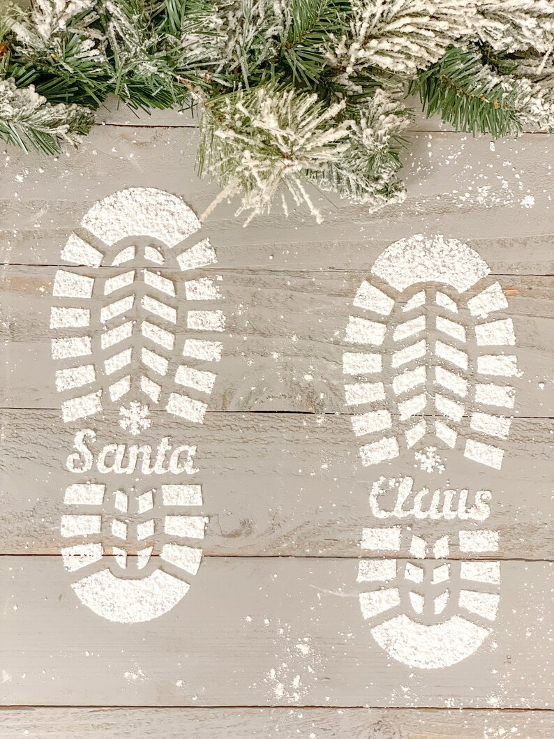 Santa Claus Boot Print Stencil Reusable Wood Christmas Gift Kids ...