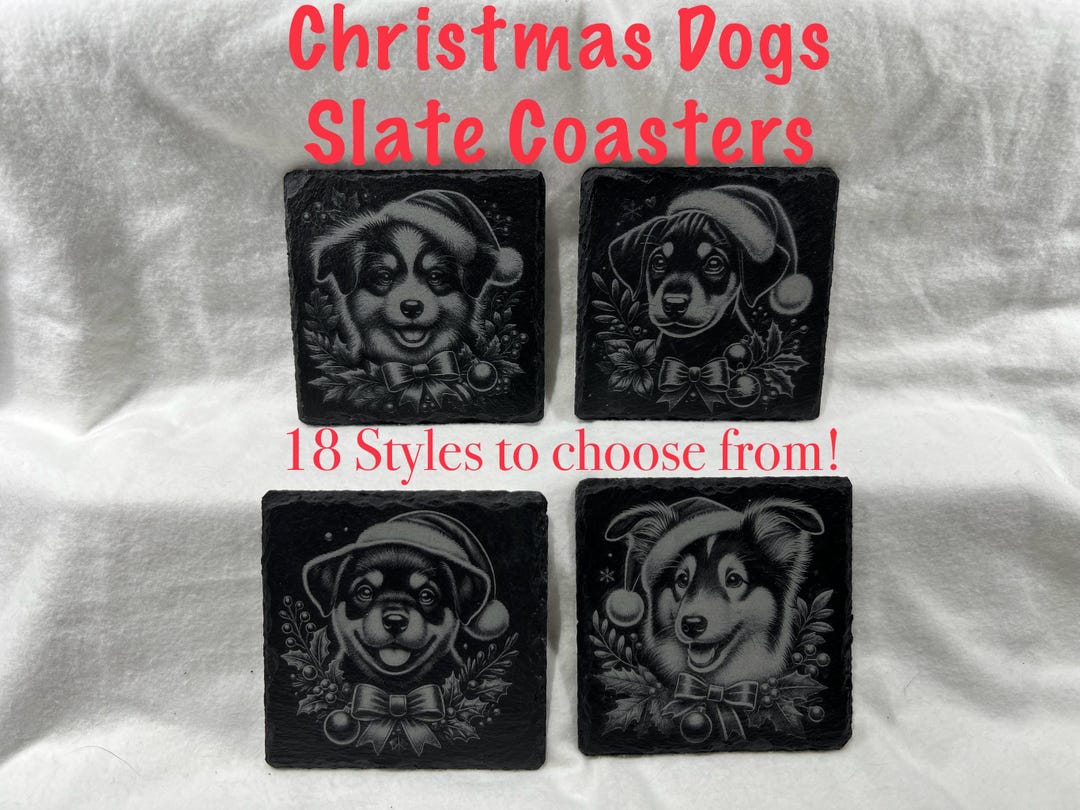 Christmas Dogs Slate Coasters - Etsy