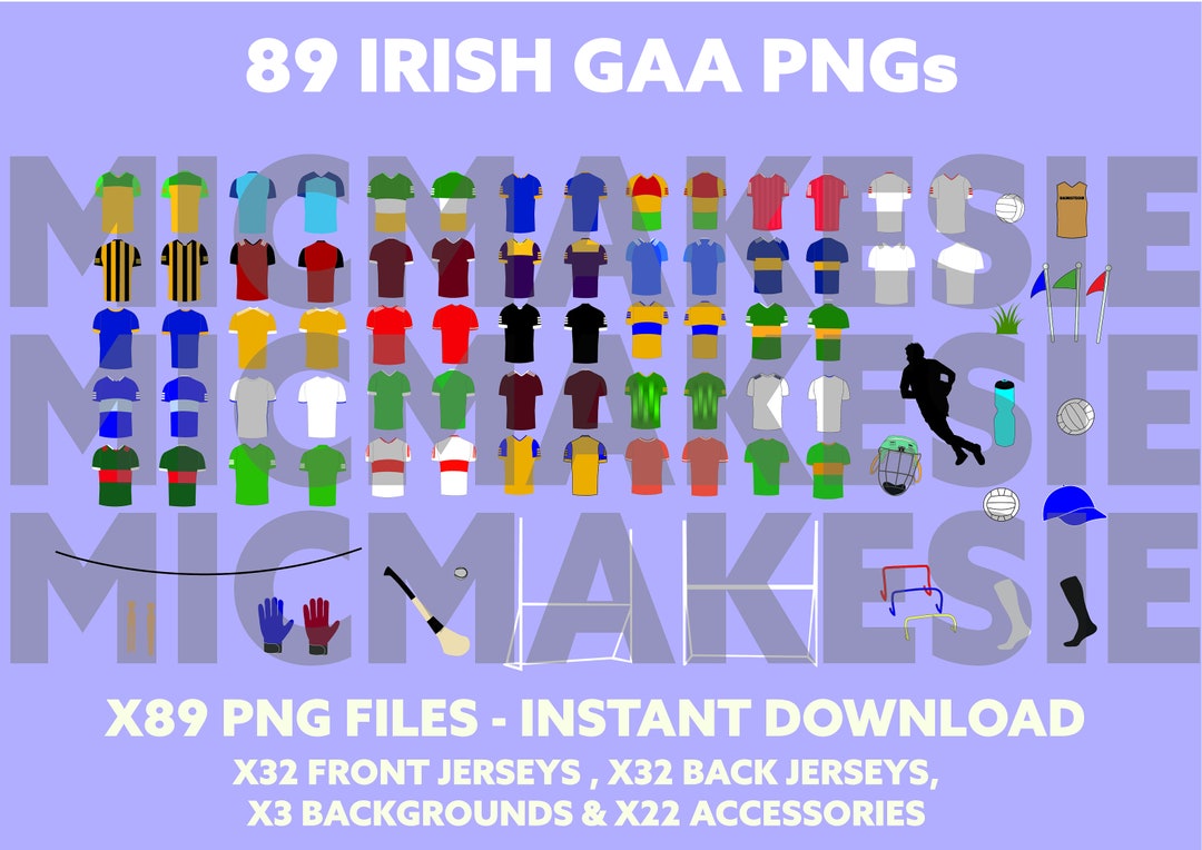89 Png 32 Irish County GAA Jersey Gaelic Football Hurling PNG Digital ...