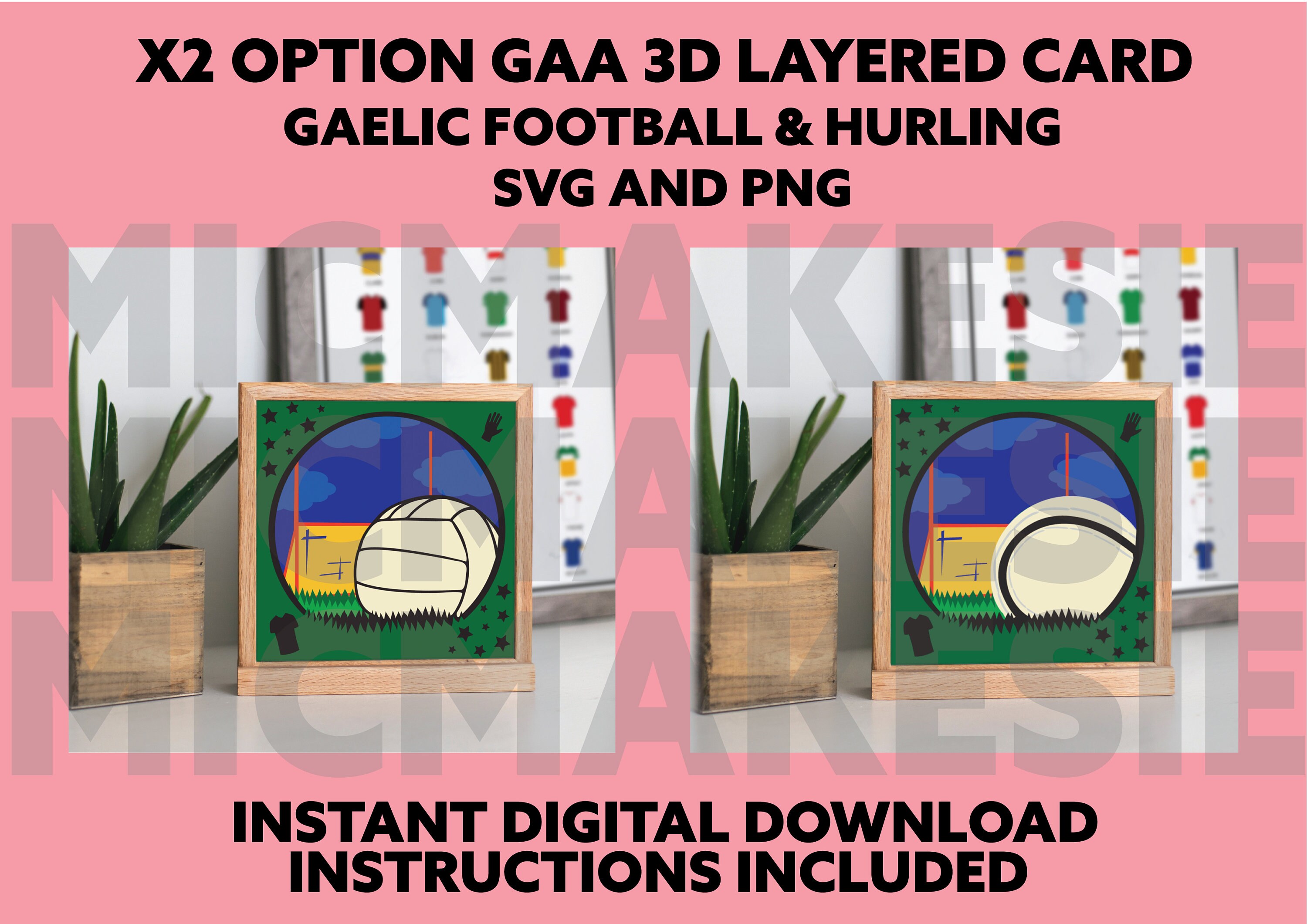3D GAA Gaelic Football and Hurling Card Gaa Layered Frame Svg Png ...