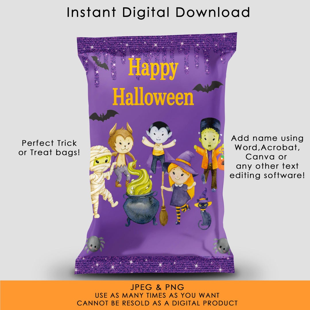 Happy Halloween Trick or Treat Chip Crisp Bag Party Favors Candy Bag ...