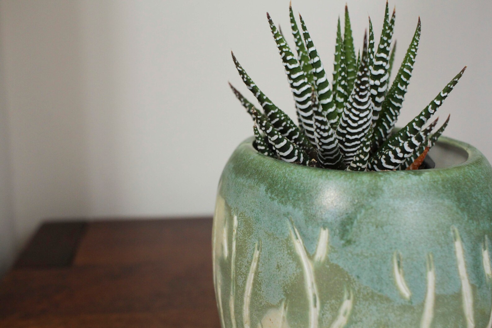 The Canopy - Hand Thrown Pot With Custom Carving and Green & Stony ...