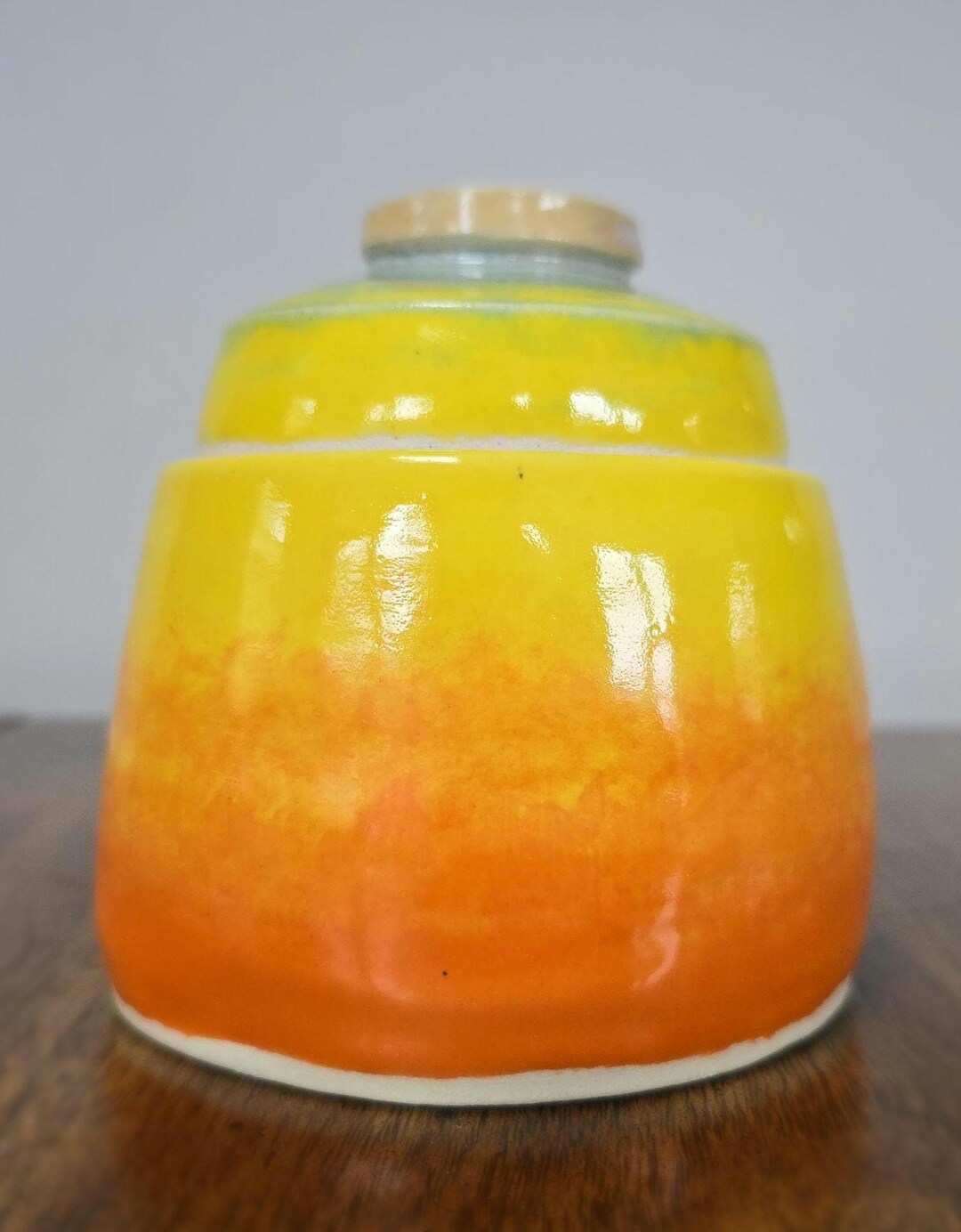 Tequila Sunrise - Wheel Thrown Pot With Gloss, Orange, Yellow, and ...