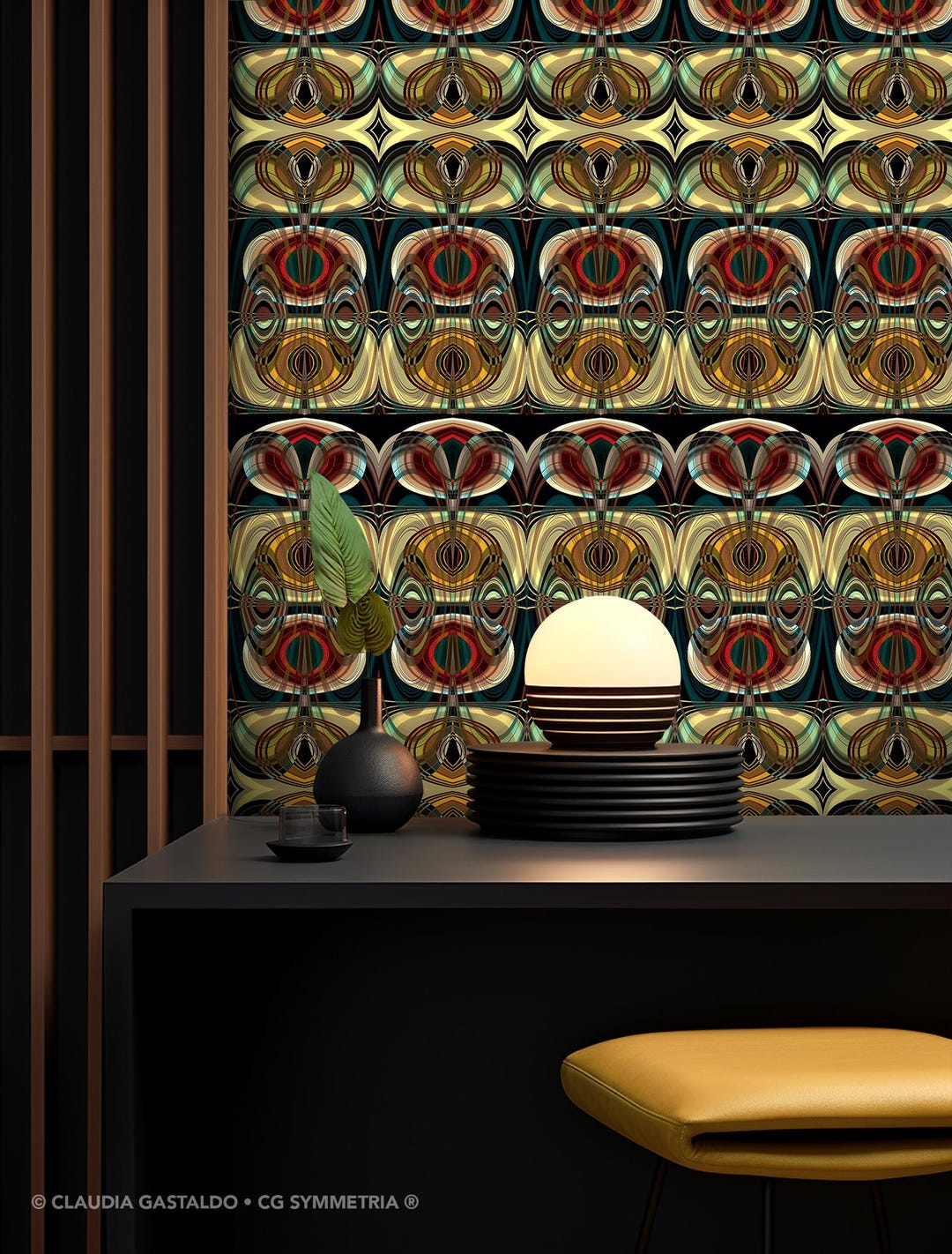 Retro Geometric Wallpaper: 70s Disco Boho Wall Mural, Art Deco Inspired ...