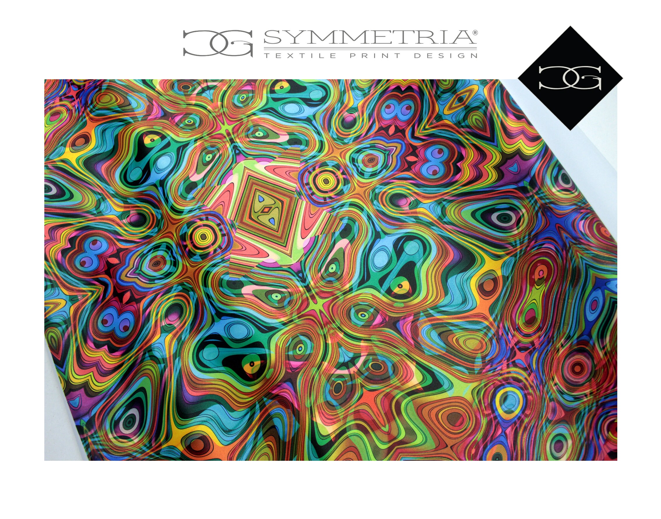 Colorful Psychedelic Trippy Upholstery Fabric, Artist Made 70s Groovy ...