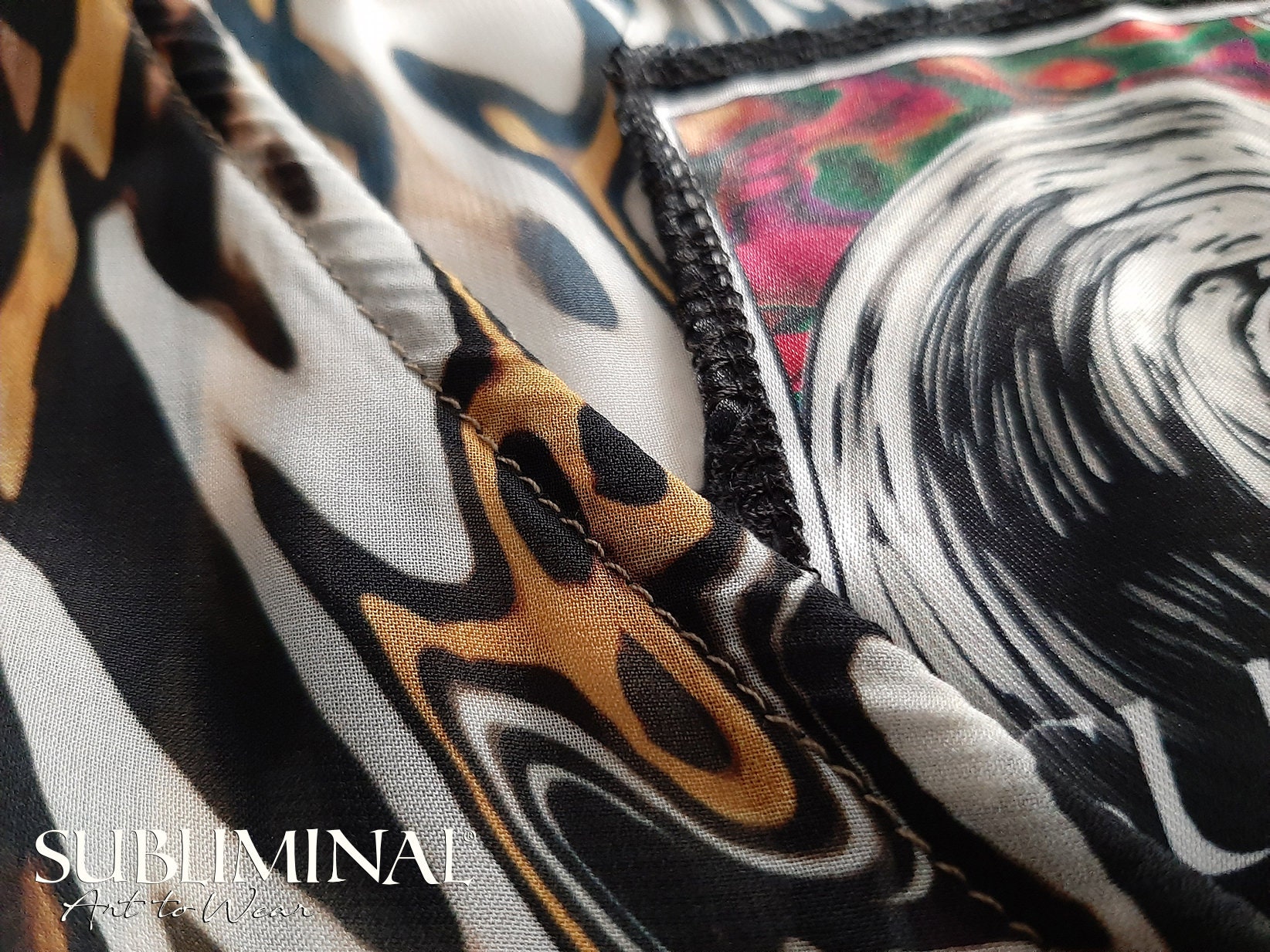 Extravagant Boho Dress – Black Yellow Designer Print, Loose Silk ...