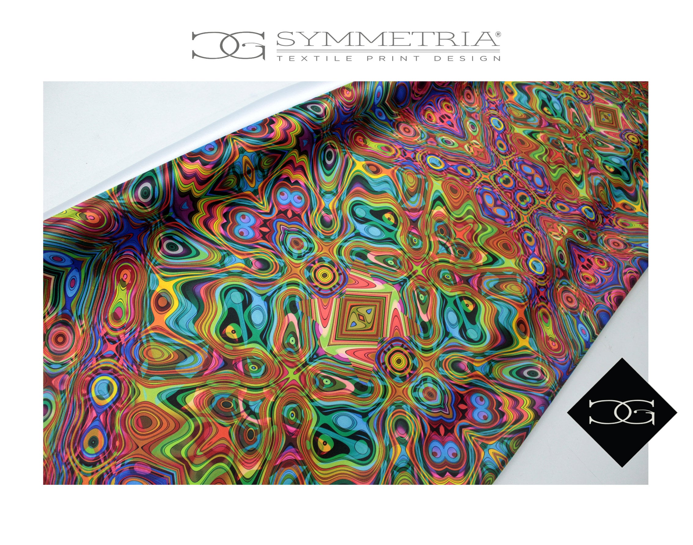 Colorful Psychedelic Trippy Upholstery Fabric, Artist Made 70s Groovy ...