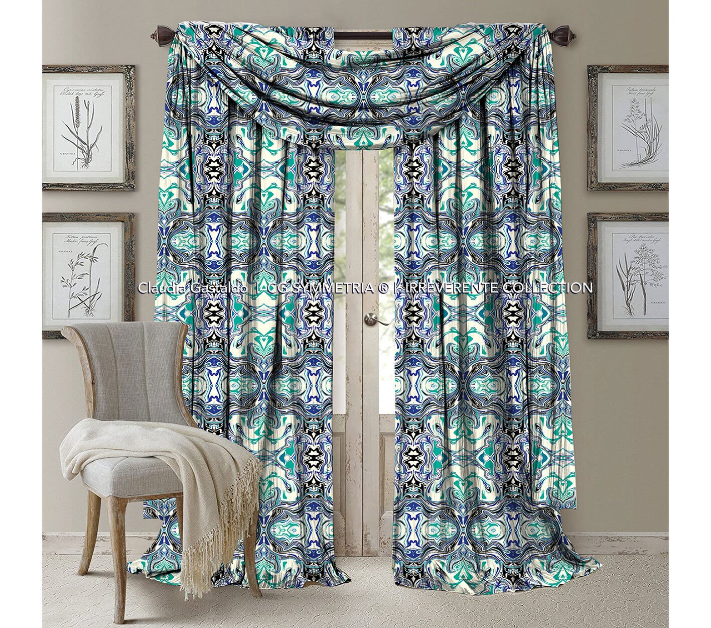 Moroccan Inspired Designer Fabric, Original Print Mediterranean Tile in ...