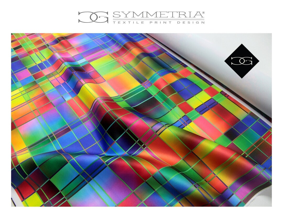 Colorful Geometric Plaid Fabric: Multi Colored Checks Modern Fabric for ...