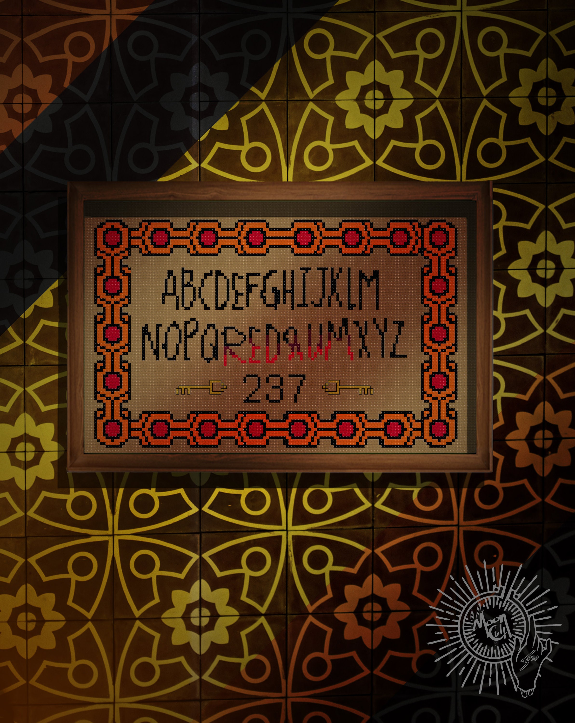 Kits & How To Overlook Hotel cross stitch sampler Redrum Doctor Sleep ...