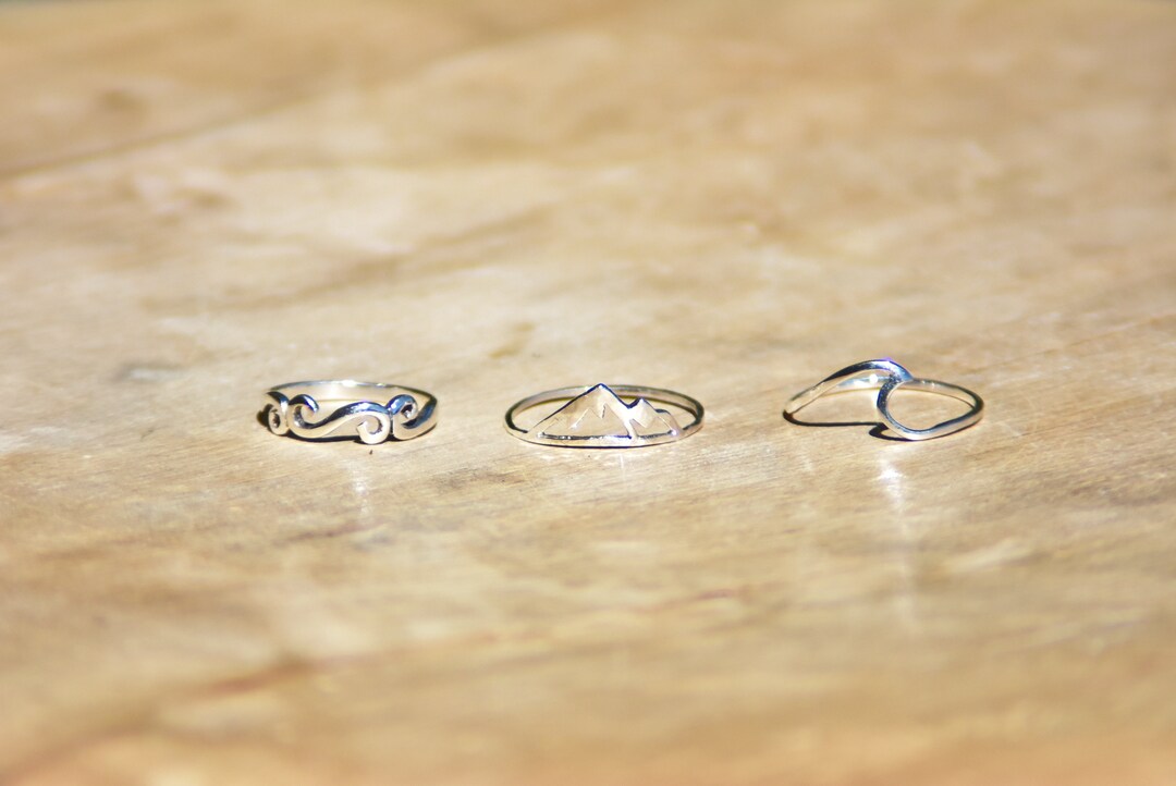 Dainty Sterling Silver Earth Inspired Rings, Earth, Wind, Water, ATLA ...