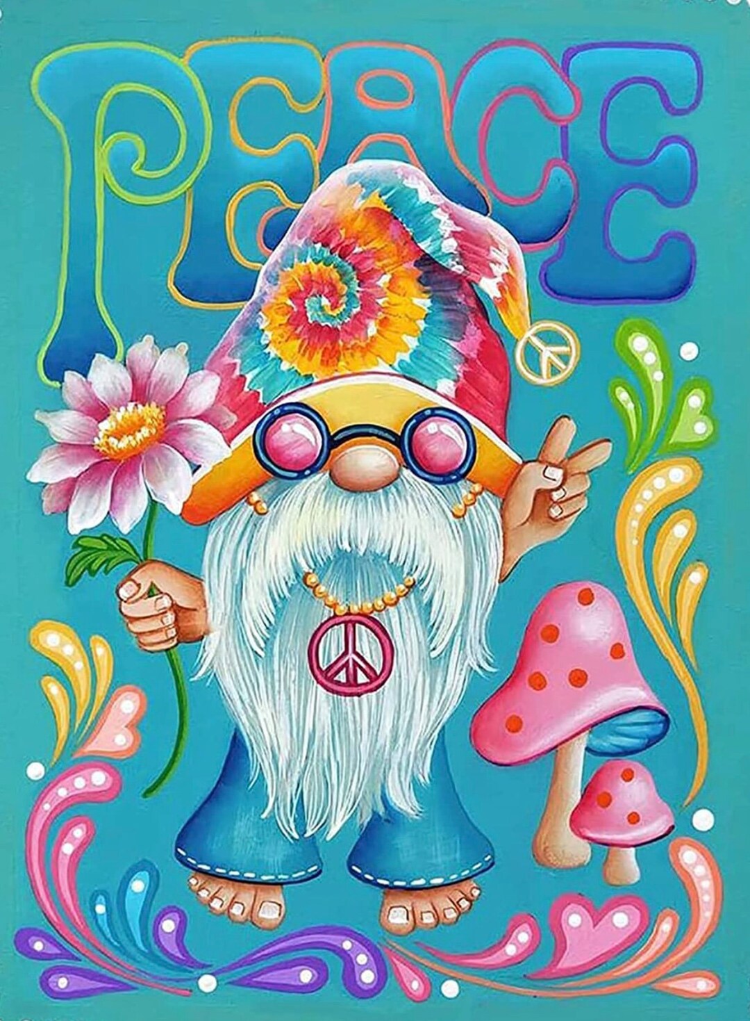 Groovy Hippy Peace Gnome Magnet - Etsy