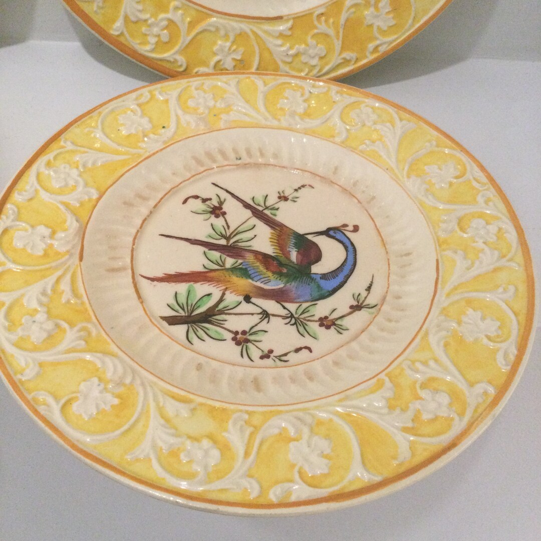 Ceramic Plates Raised Design With Bird 9 Diameter Italy - Etsy