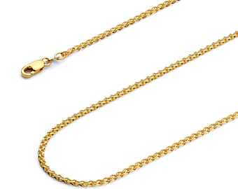 1.5mm 14K Yellow Gold Flat Open Spiga Wheat Chain Necklace | Etsy