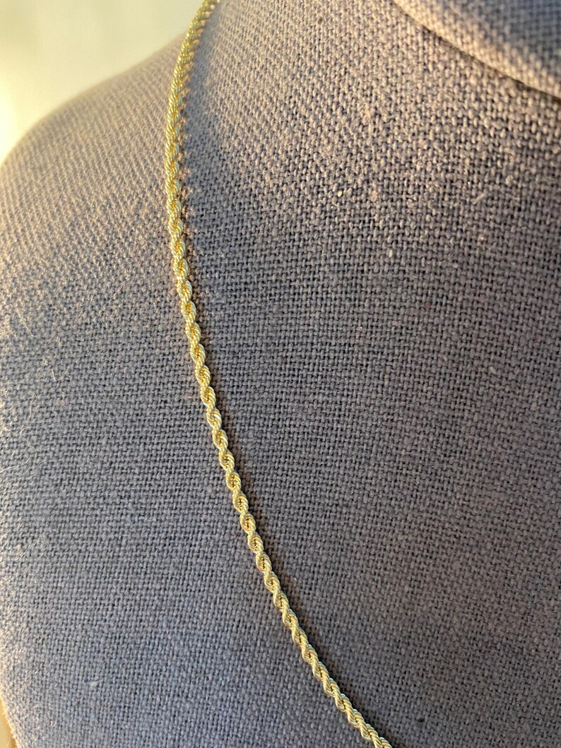 2mm 14k Yellow Gold Hollow Rope Chain Necklace | Etsy