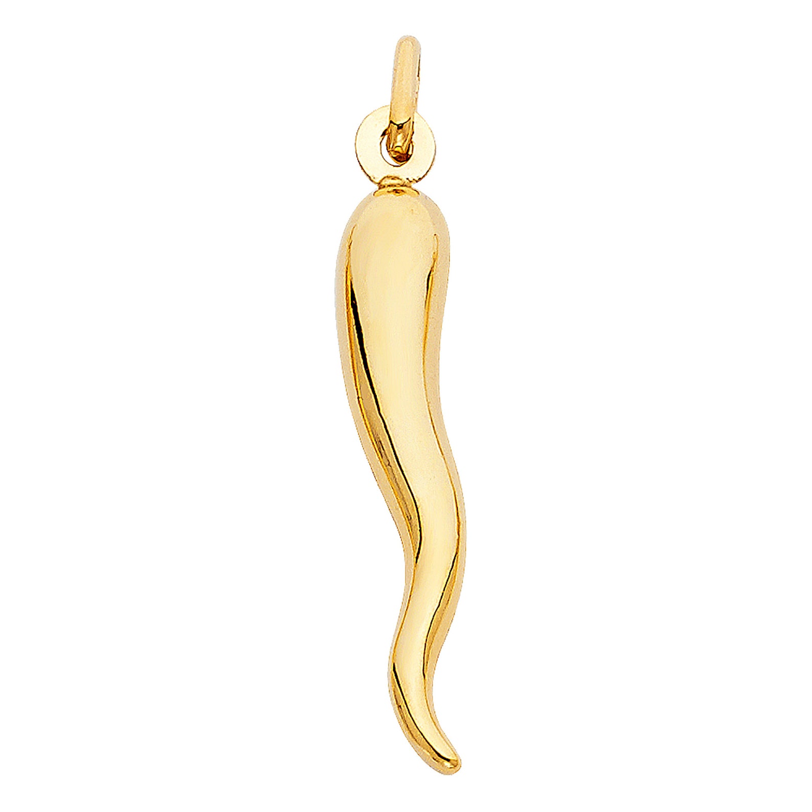 14k Yellow Gold Large Cornicello Italian Horn Pendant - Etsy