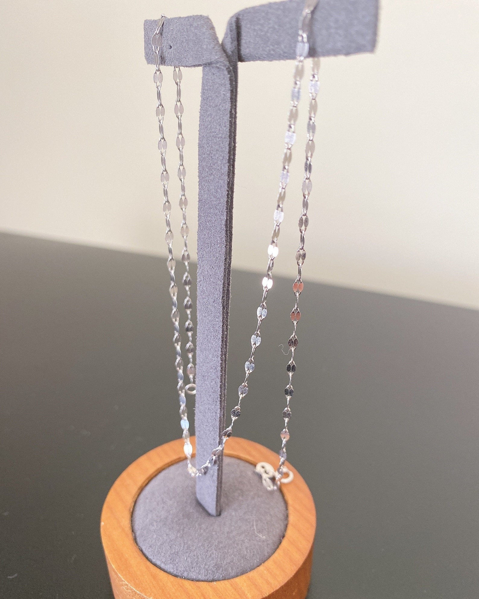 2mm 14K White Gold Flat Mirror Link Chain Necklace | Etsy