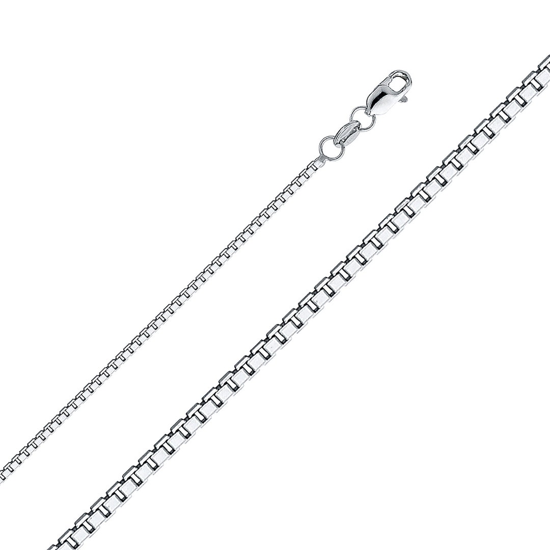 1.2mm 14K White Gold Box Link Chain Necklace - Etsy