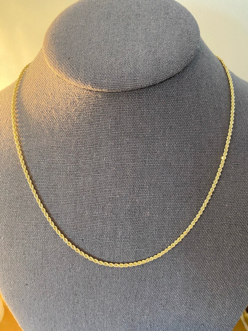 2mm 14k Yellow Gold Hollow Rope Chain Necklace | Etsy