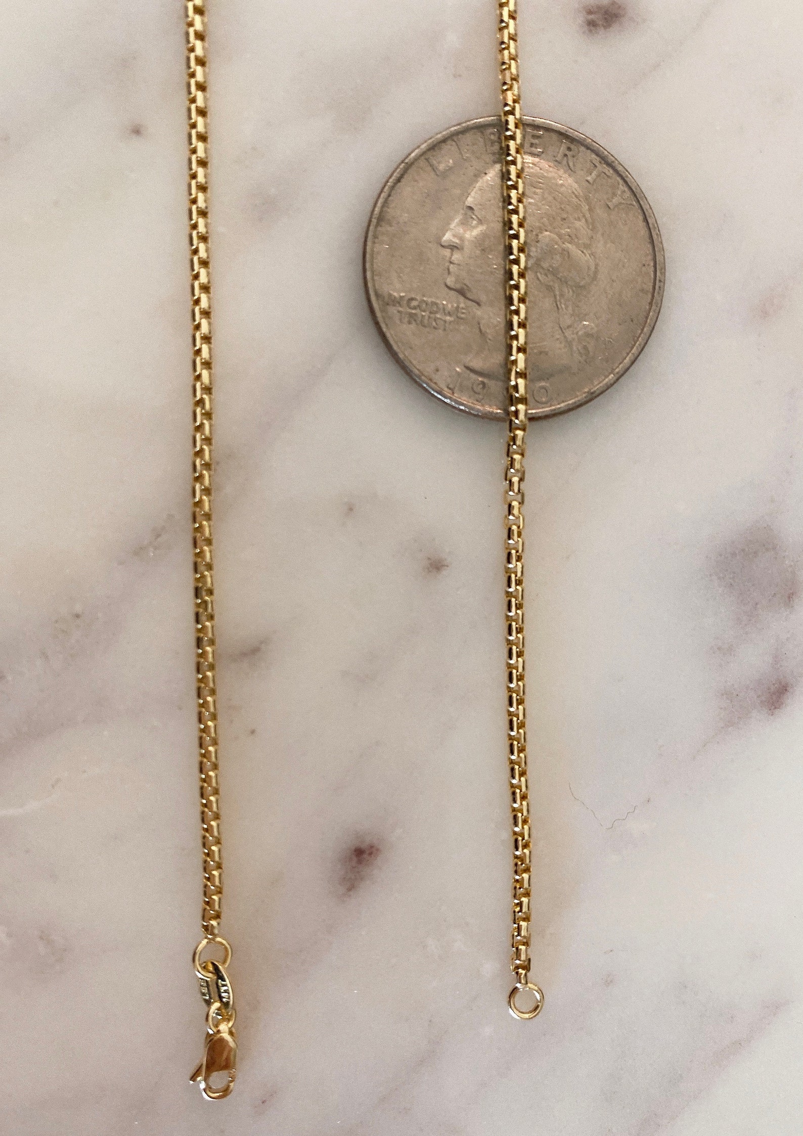 1.8mm 14K Yellow Gold Round Box Diamond-cut Chain Necklace | Etsy