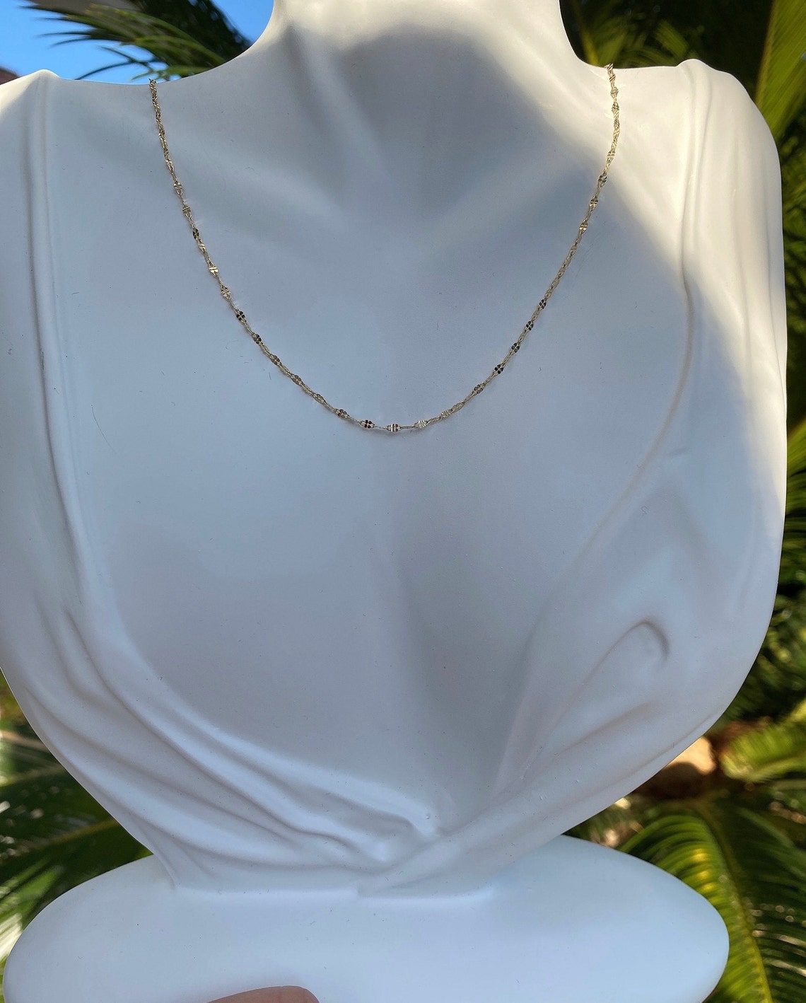 1.5mm 14K Yellow Gold Stamped Curved Mirror Link Chain | Etsy