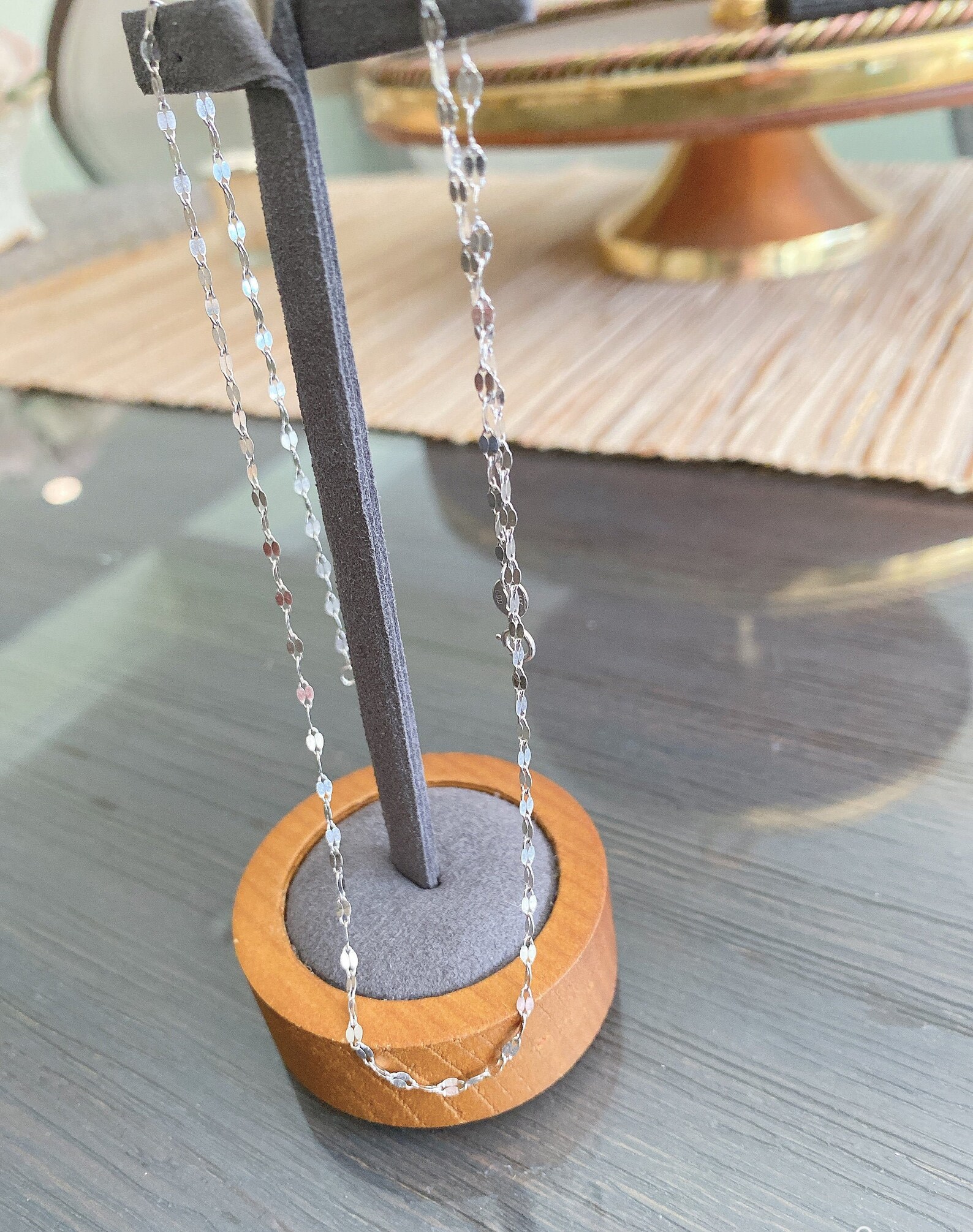 2mm 14K White Gold Flat Mirror Link Chain Necklace | Etsy