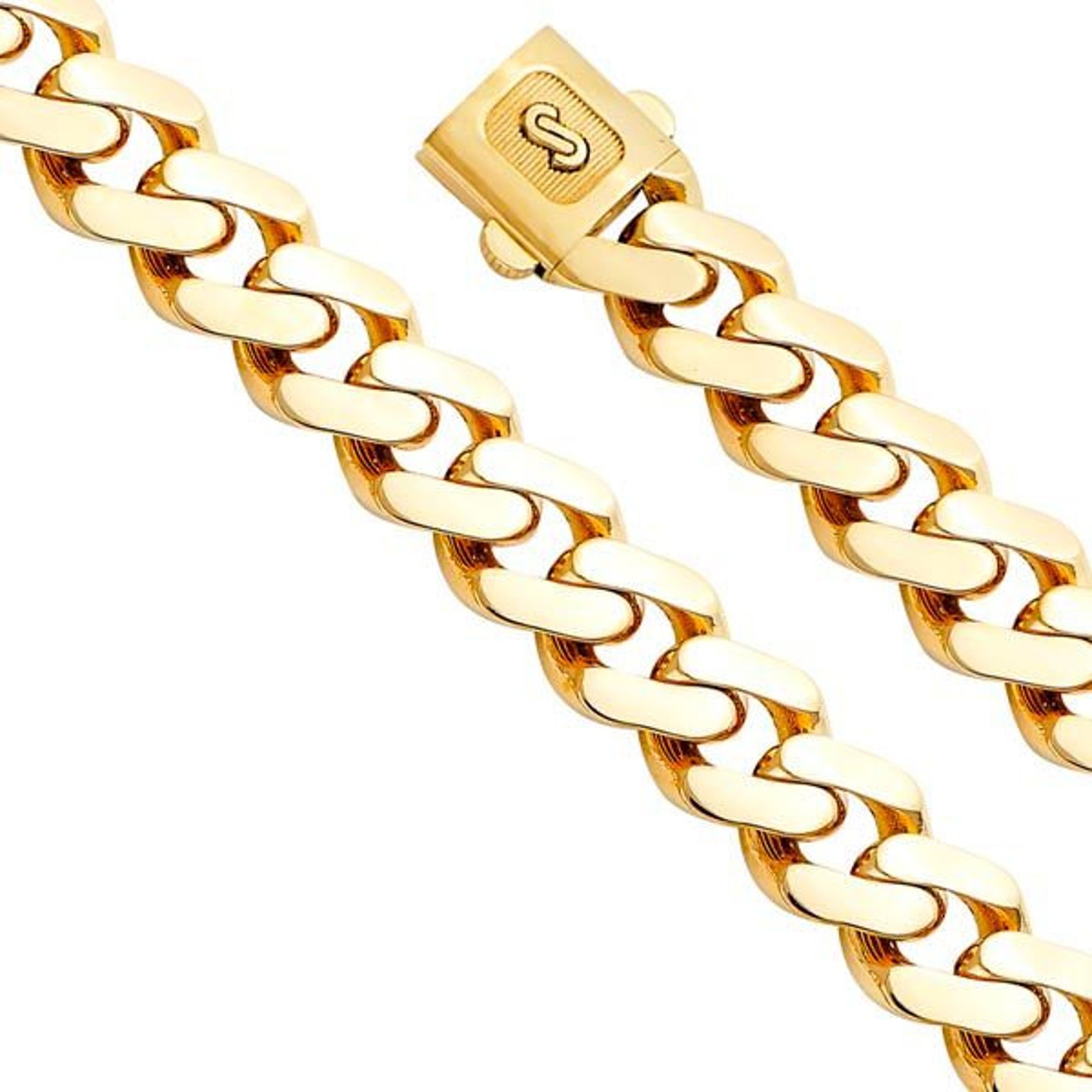 Men's 15.5mm MONACO CHAIN 14K Yellow Gold Men's Cuban - Etsy